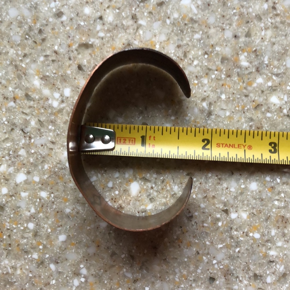 Solid Copper Southwest Native American Cuff Bracelet - Gem